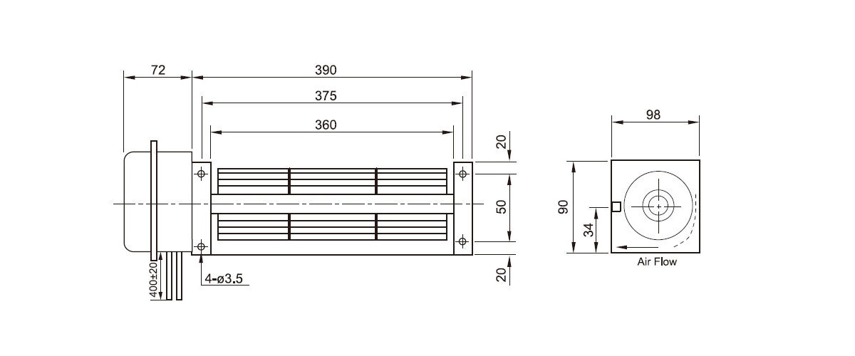 พัดลมฟูลเทค รุ่น UF6036 (พัดลมระบายความร้อนคุณภาพสูง) Cross Flow Fan