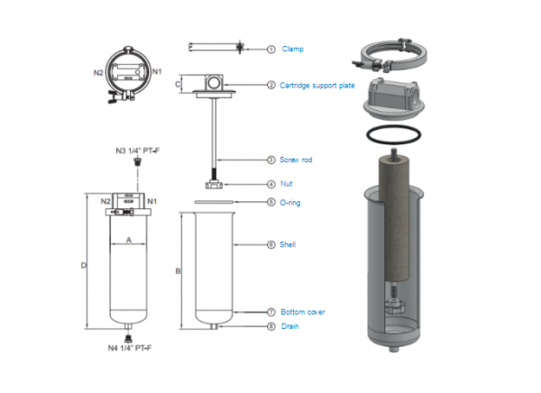 Single Cartridge Filter Housing (กระบอกกรองชนิดแกนไส้กรอง) กรองน้ำ