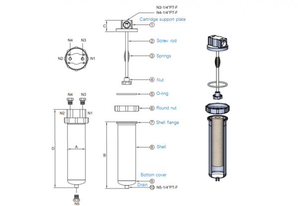 High Pressure Single Cartridge Filter Housing (กระบอกกรองชนิดถุงกรอง)